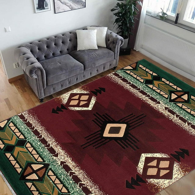 Burgundy, Beige, Sage Green, Modern Contemporary Cabin Rugs - Walmart.com