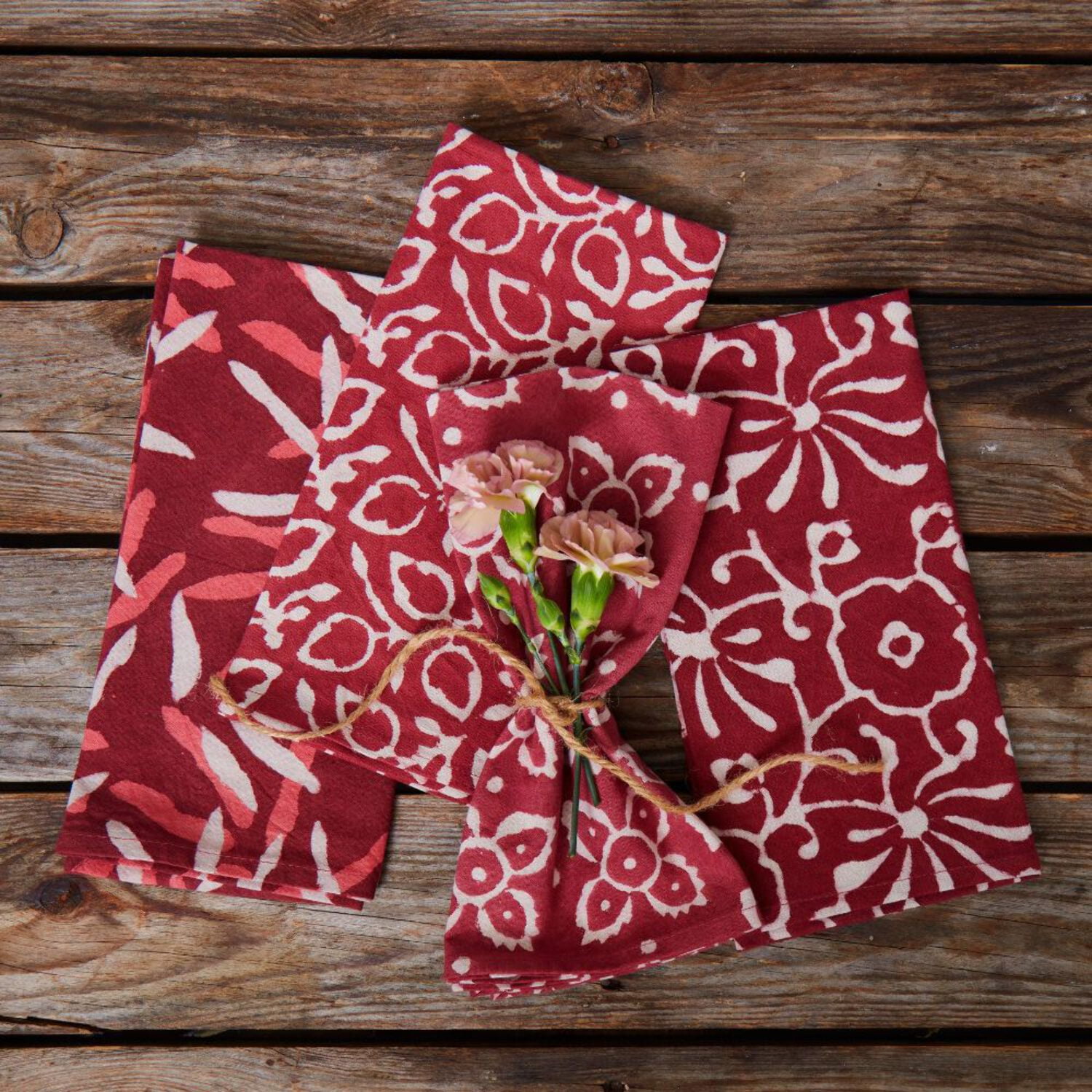 Burgundy Block Print Napkin Set - Walmart.com