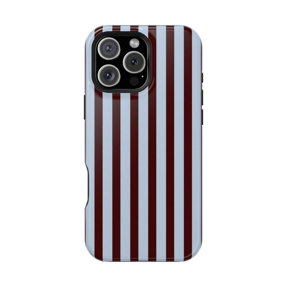 Burgundy Blue Stripe Magnetic Tough Phone Case, Bold Striped Dual Layer ...