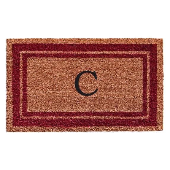 Calloway Mills Burgundy Border Monogram Coir Doormat Letter C Durable ...
