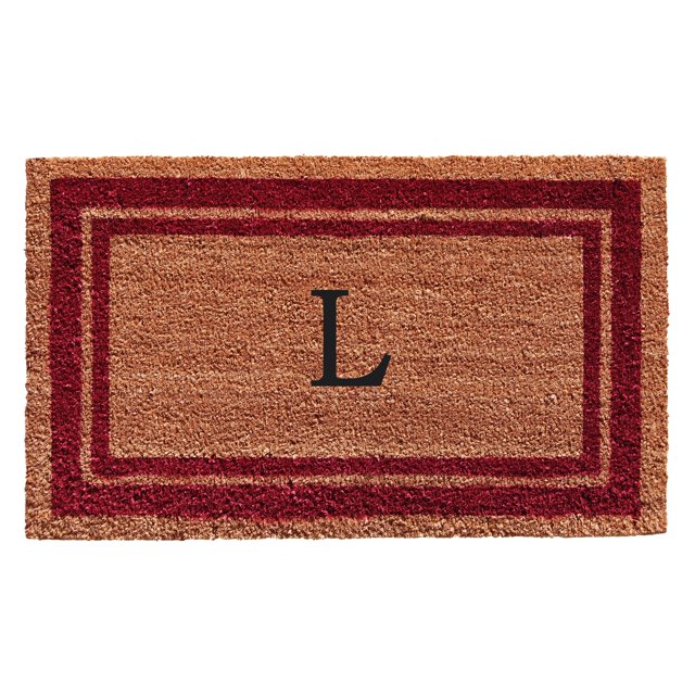 Burgundy Border Monogram Doormat (Letter L) - Walmart.com