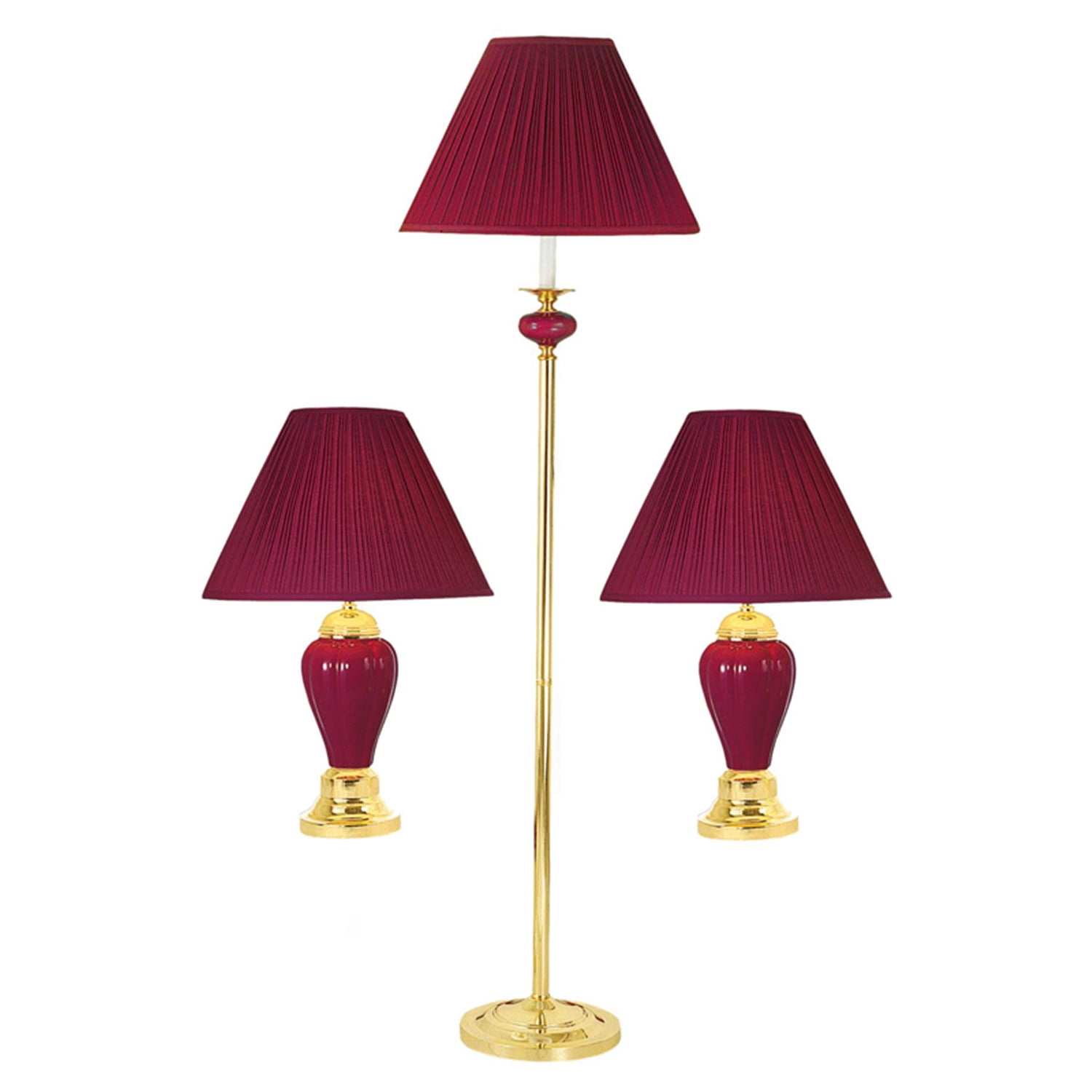 ORE International Three Piece Living Room Matching Combo, Burgundy ...