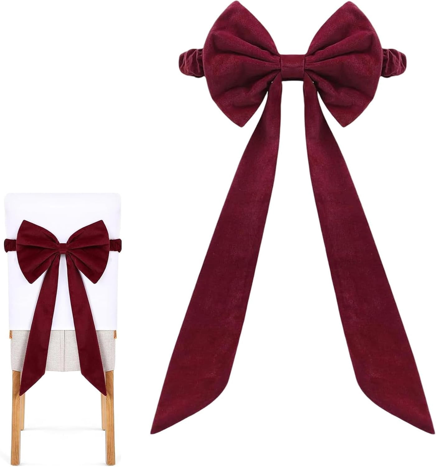 Burgundy Chair Sashes Christmas Red Chair Bows for Chairs 11.8“ x 29.5 ...