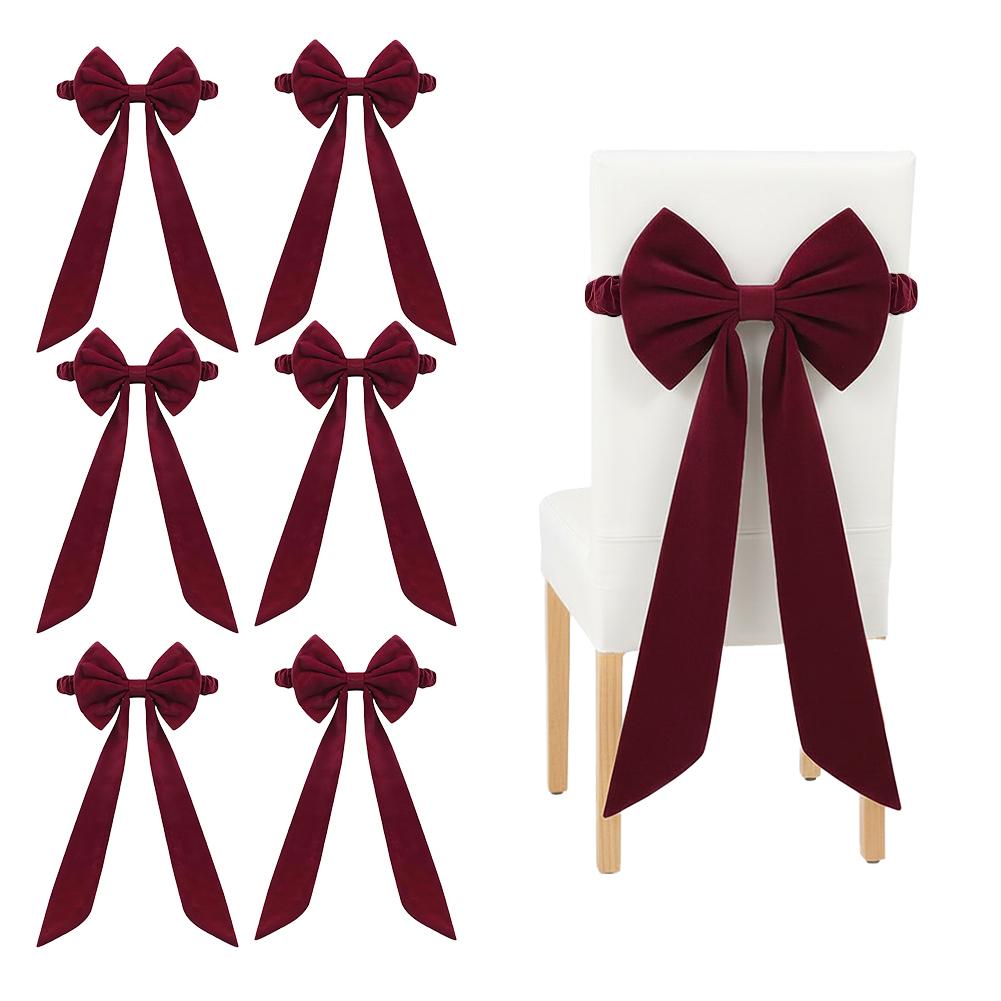 Burgundy Chair Sashes Christmas Red Chair Bows for Chairs 11.8 x 29.5 ...
