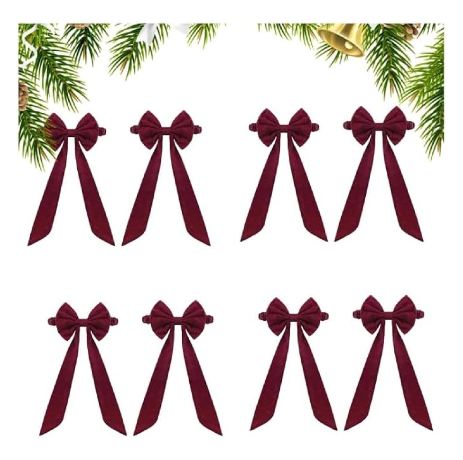 Burgundy Chair Sashes - Red Chair Bows for Wedding, Christmas - 11.8 x ...