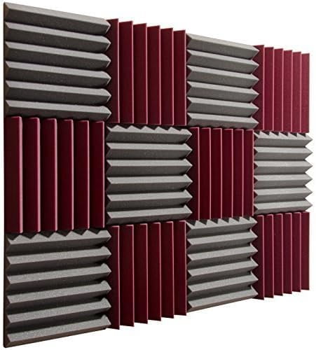 - Burgundy/Charcoal - 12"x12"x2" Acoustic Wedge Foam Absorption ...