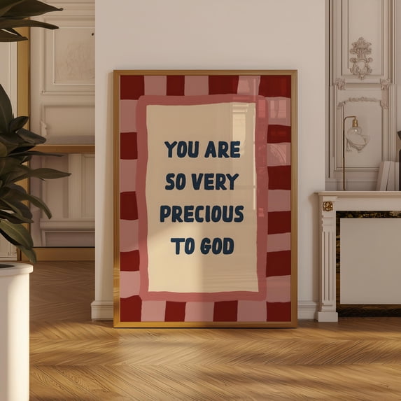 Burgundy Checkered Christian Poster "You Are Precious To God", Poster ...