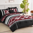 Burgundy Comforter Set Queen Size, 8 Pieces Striped Bed in a Bag ...