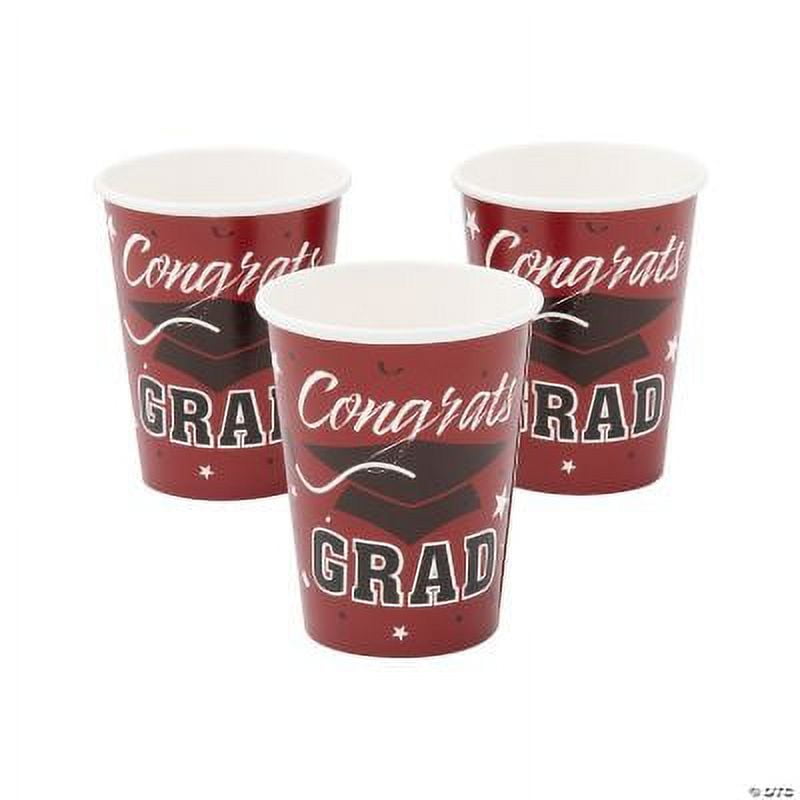 Burgundy Congrats Grad Paper Cups, Graduation, Party Supplies, 25 ...