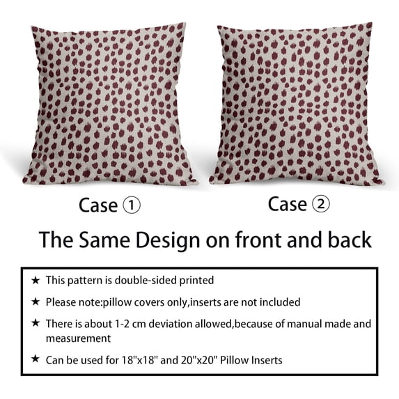 Burgundy Cream Pillow Covers 16x16 Set of 2 Boho Design Polka Dot Throw ...