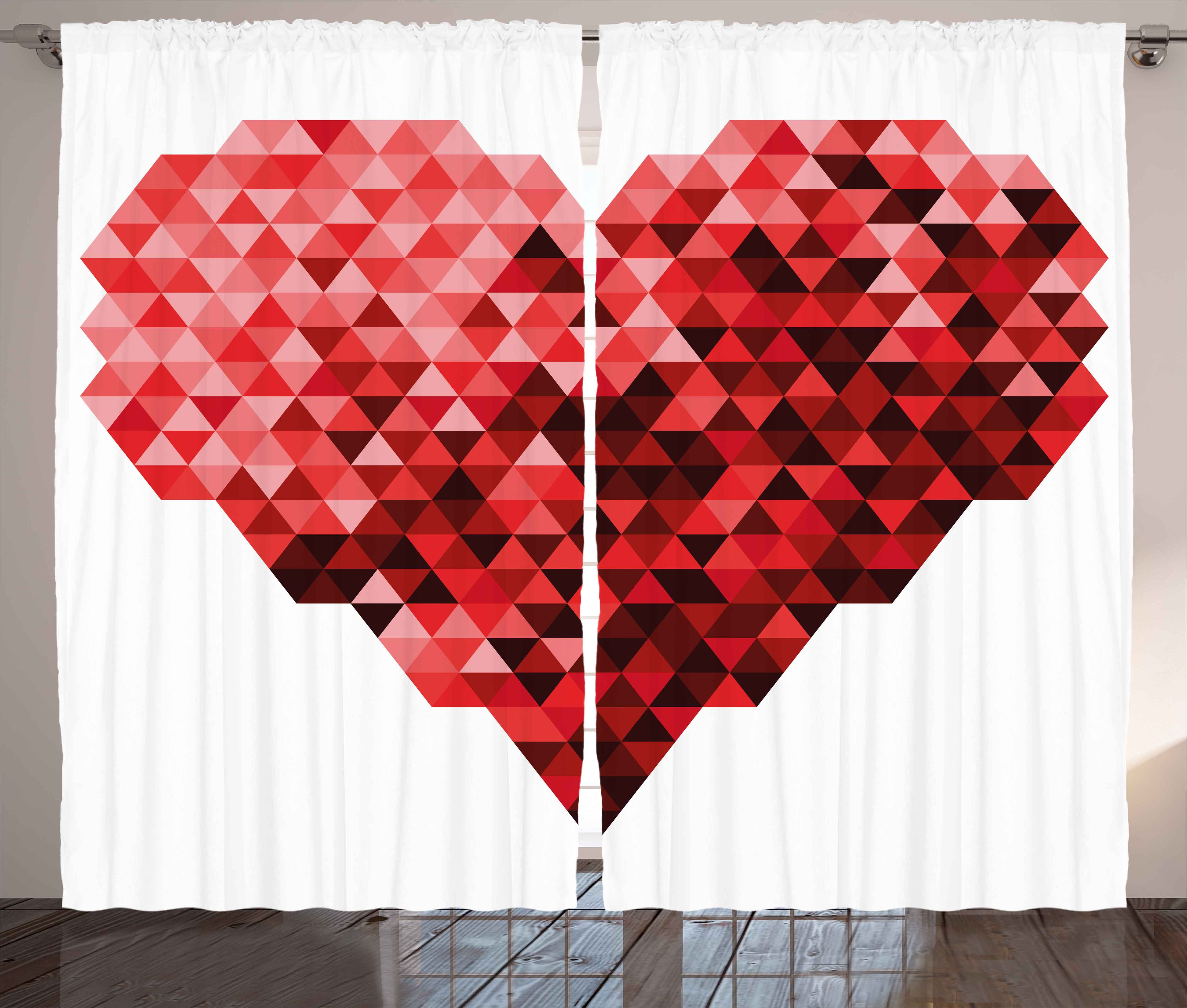 Ambesonne Burgundy Curtains 2 Panel Set, Future Modern Heart, 108" x 96", Red and Ruby - Walmart.com