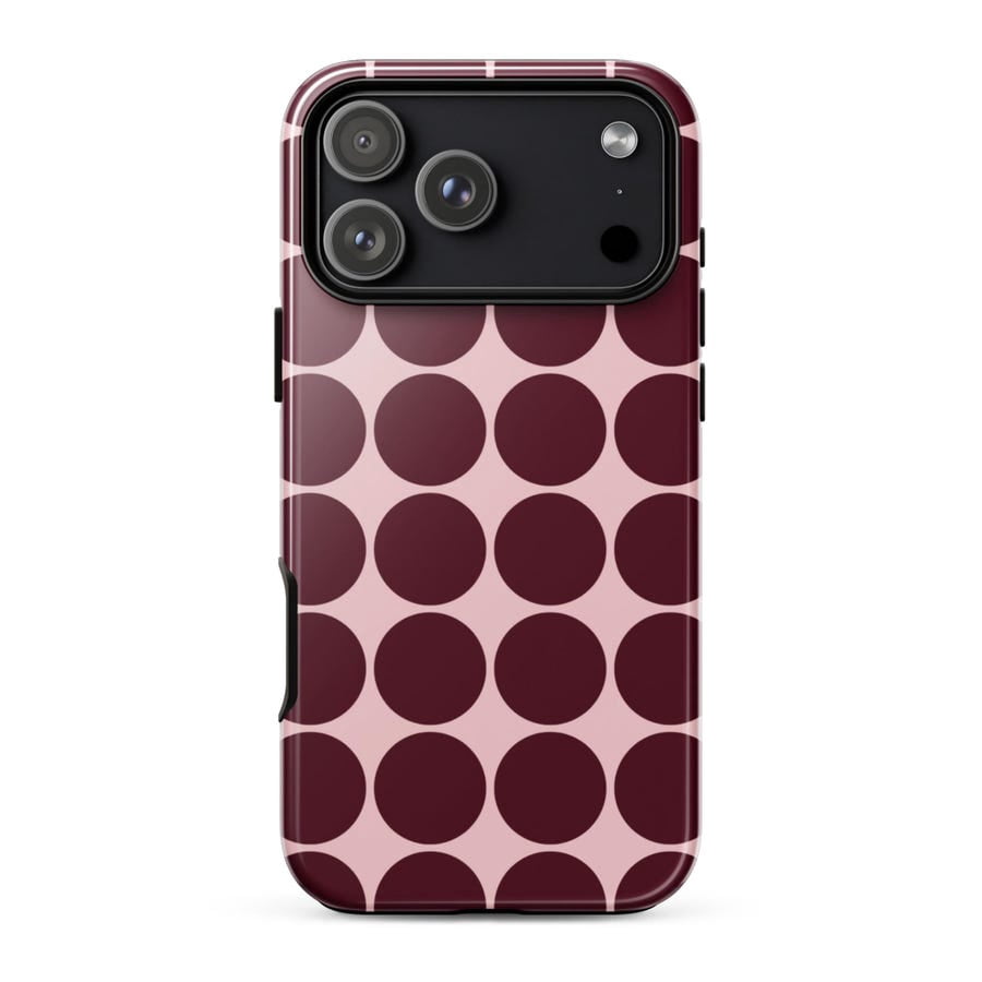 Burgundy Dot Bold Pattern Case for iPhone 11 12 13 14 15 16 17 Pro Max ...