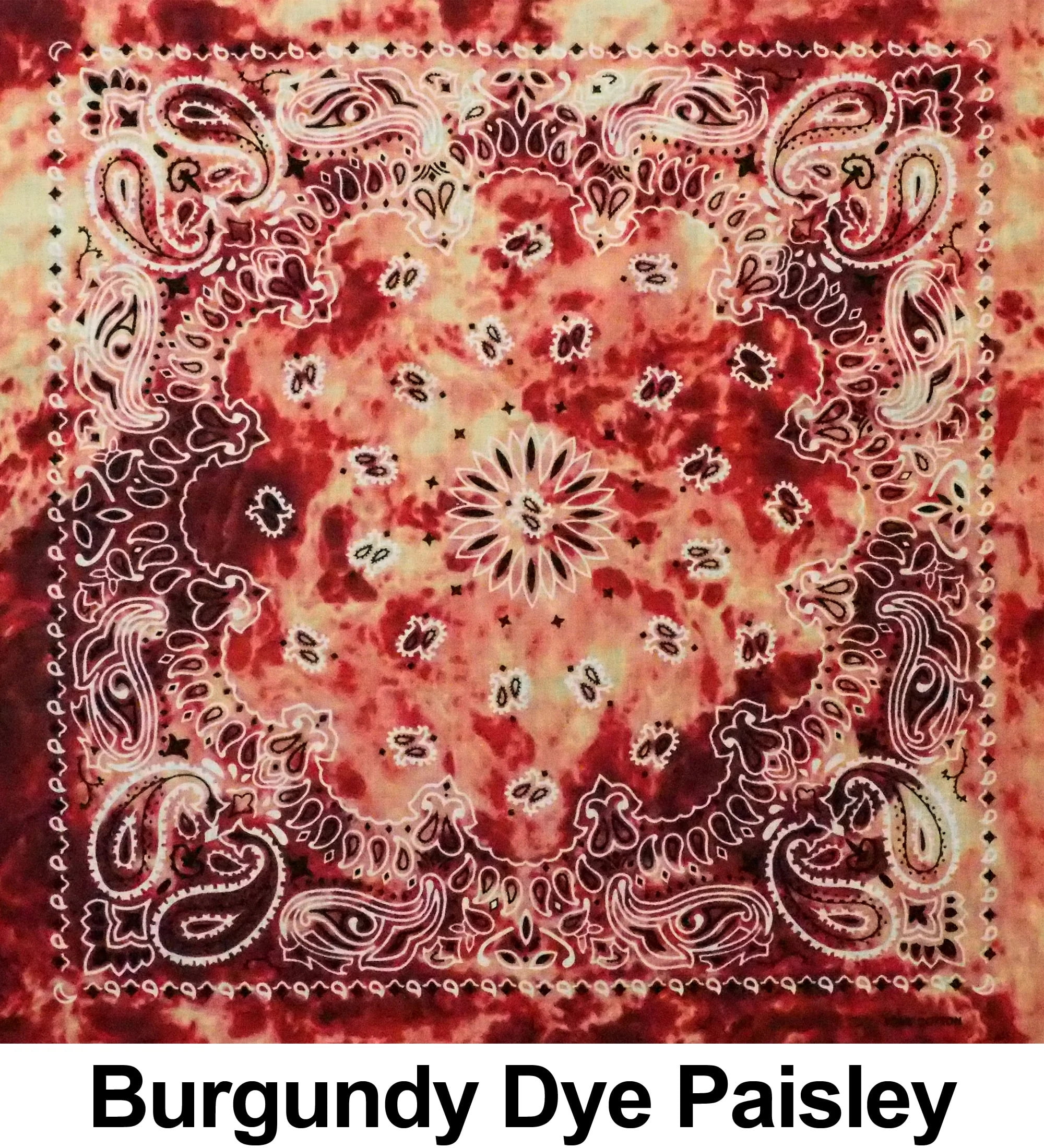 Burgundy Dye Paisley Print Designs Cotton Bandana (22 inches x 22 ...