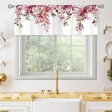 Burgundy Eucalyptus Leaves Valances Kitchen Curtains Rustic Watercolor ...