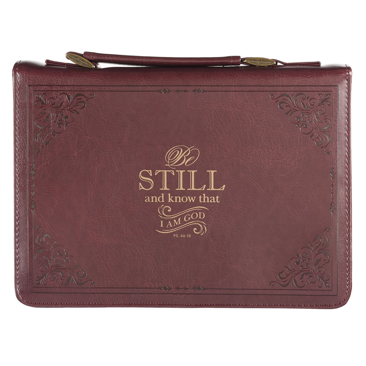Burgundy Faux Leather Classic Bible Cover Be Still and Know Psalm 46:10 ...