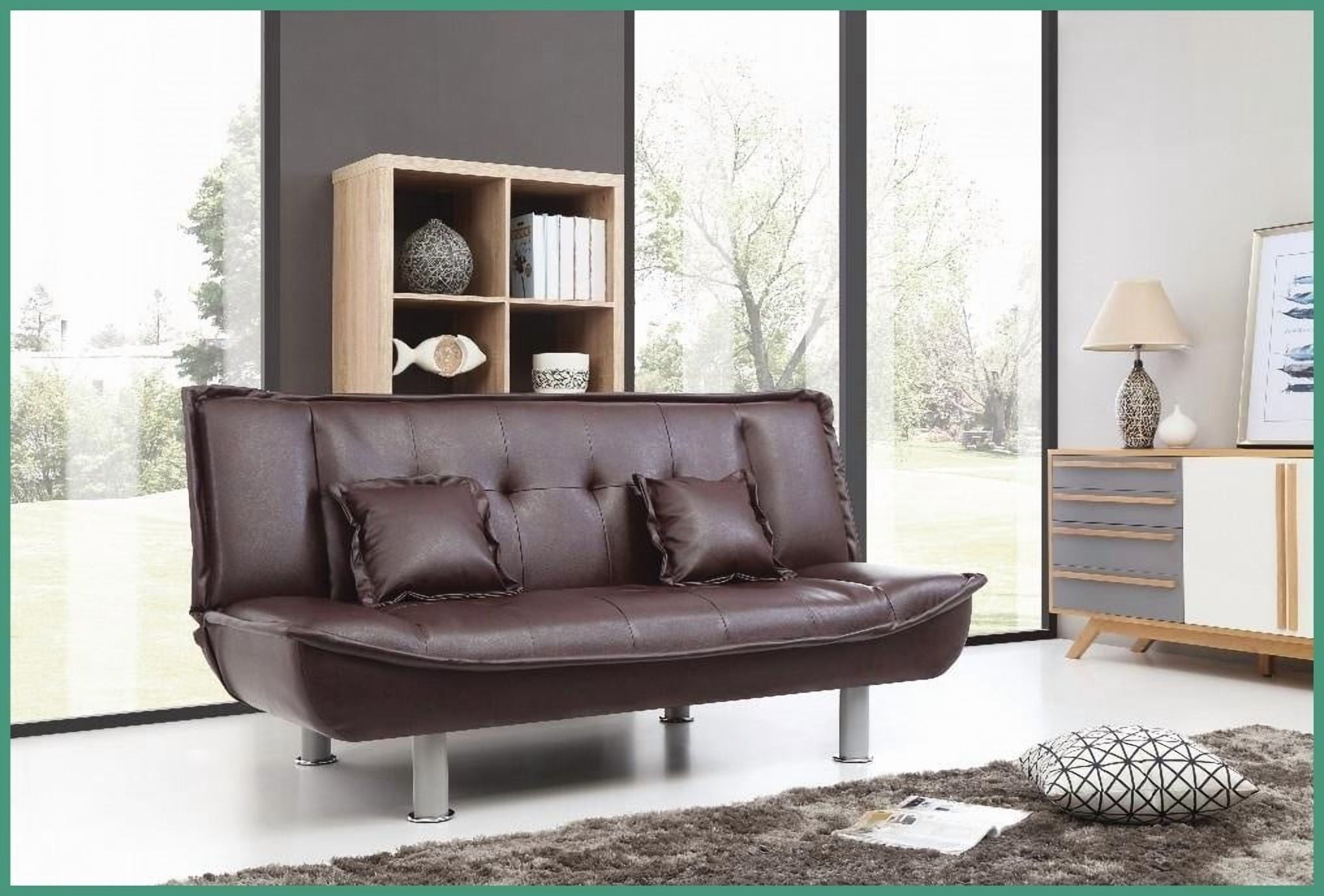 Burgundy Faux Leather Convertible Sofa Bed – Modern 2-in-1 for Living ...