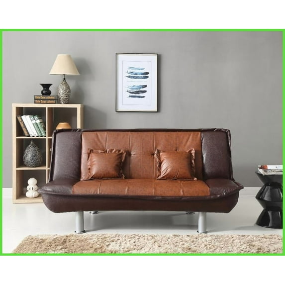 Burgundy Faux Leather Modern Sofa Bed – Quick Conversion, Durable ...