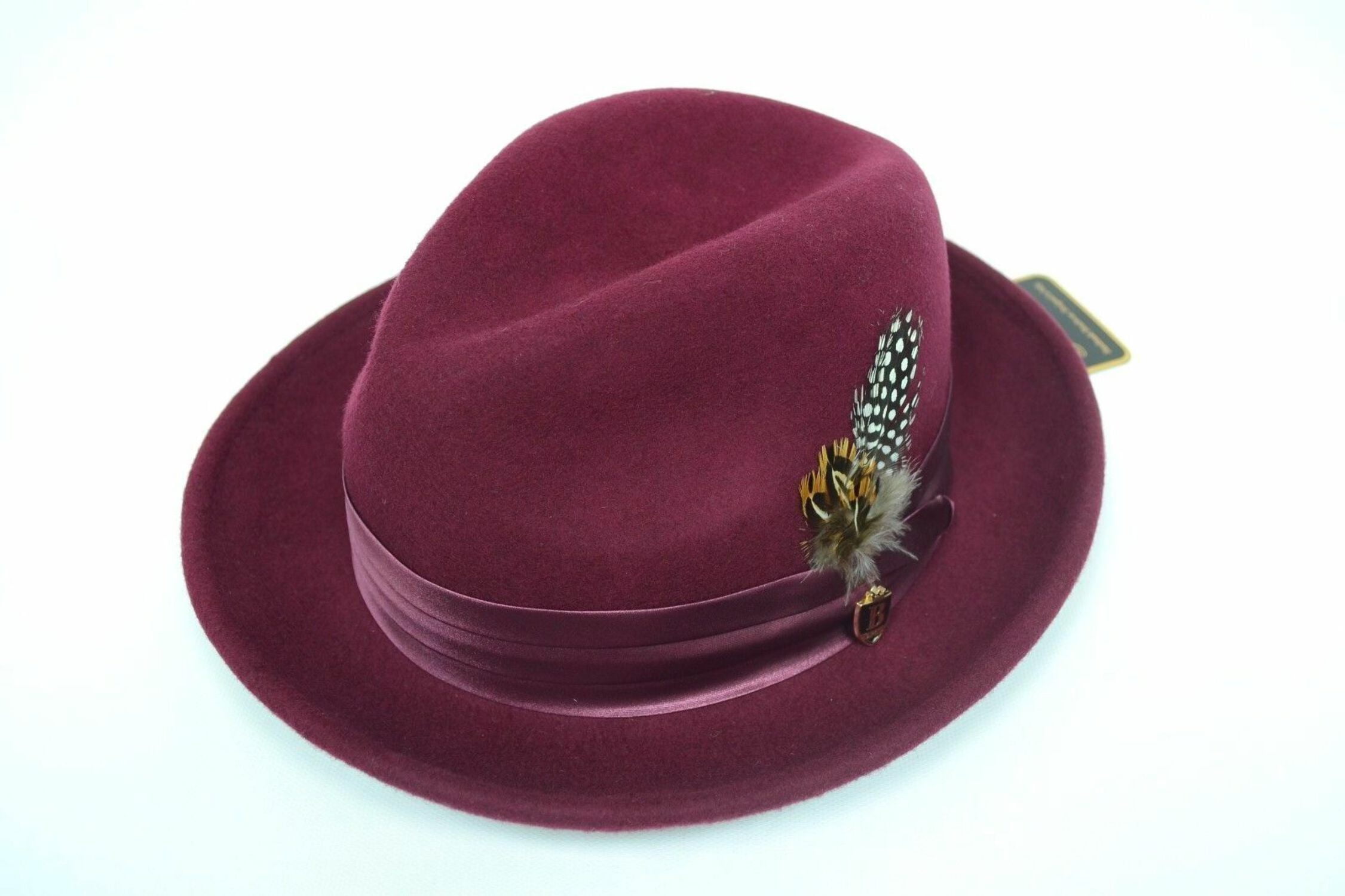 Men's Burgundy Fedora 100% Wool By Bruno Capelo Crushable UN-104 ...