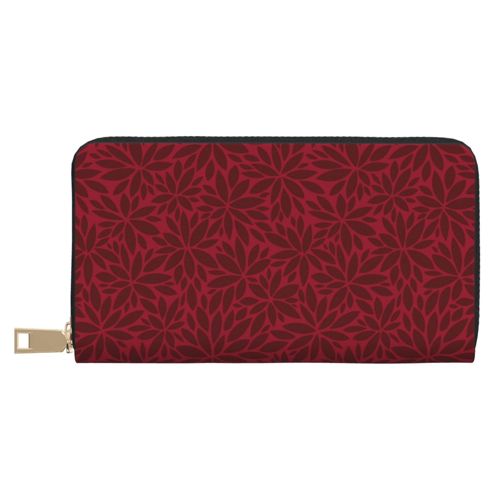 Burgundy Floral Wallet Women, Leather Bifold Multi Card Wallet, Women's ...