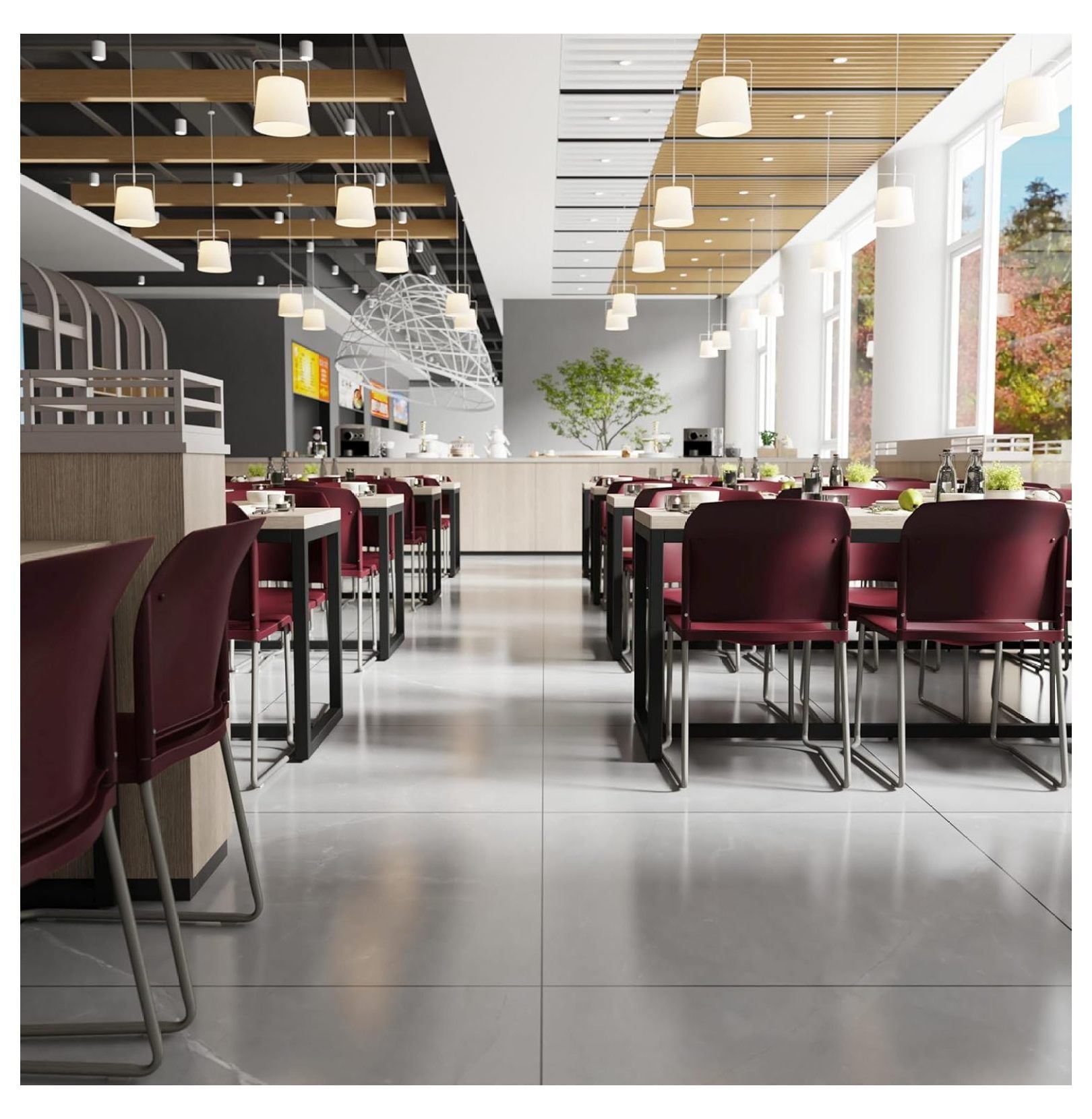 Burgundy Full Back Contoured Sled Base Stack Chair for Home and Office ...