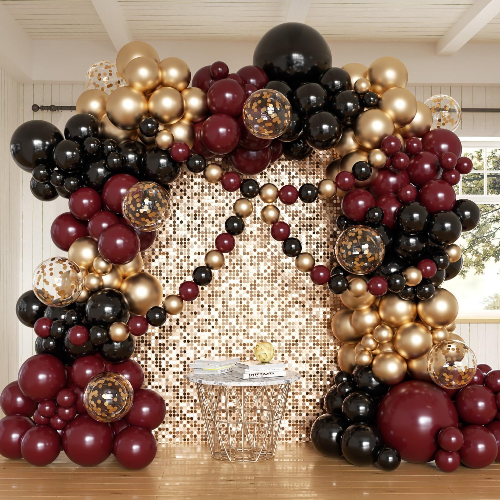 Burgundy and Gold Balloon Arch Kit, KKS1 162pcs Different Sizes with ...