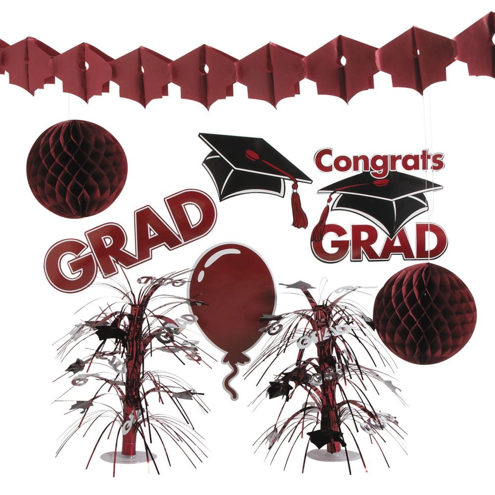 Burgundy Graduation Decorating Kit - Party Decor - 9 Pieces - Walmart.com