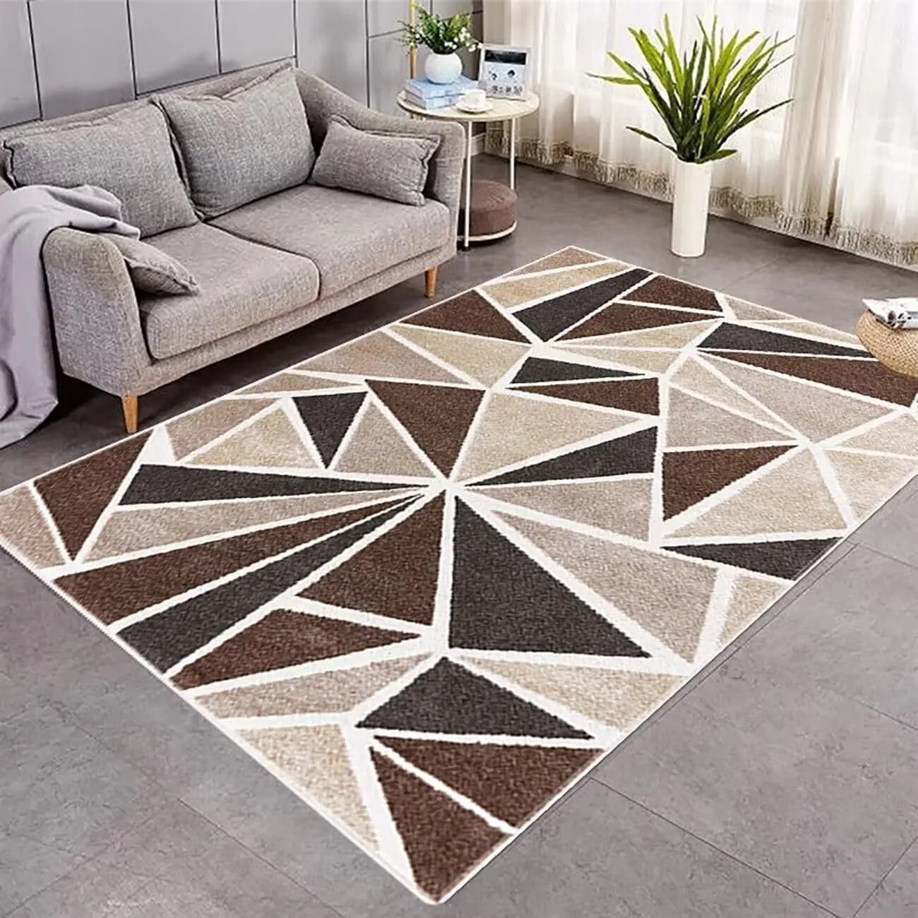 Burgundy Gray Geometric Circle Carpet for Living Room Home Decoration ...