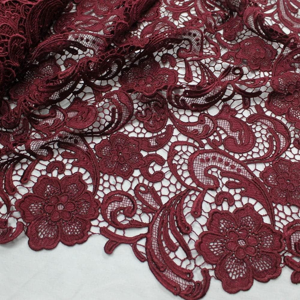 Burgundy Guipure Venice Heavy Lace Fabric by The Yard - 10019 - Walmart.com
