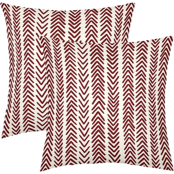 Burgundy Herringbone Pillow Covers 20x20 Inch Set of 2 Navy White Boho ...