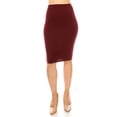 Burgundy High-Waist Knee-Length Pencil Skirt Techno Crepe Office Wear ...
