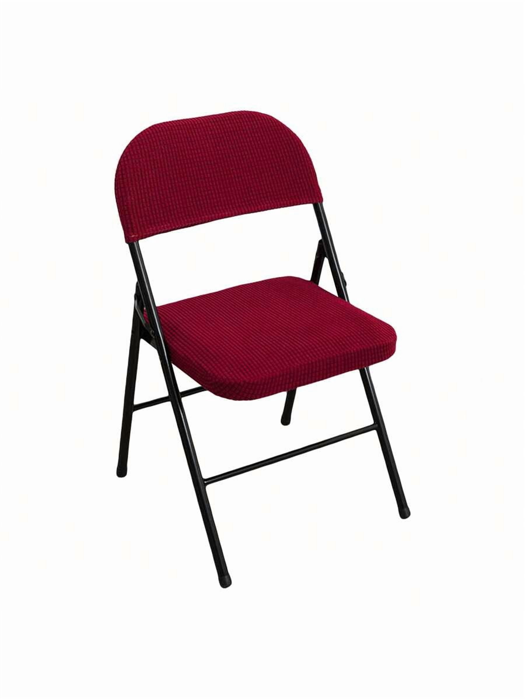Burgundy Jacquard Stretch Slipcover For Folding Chair Seat And Back ...