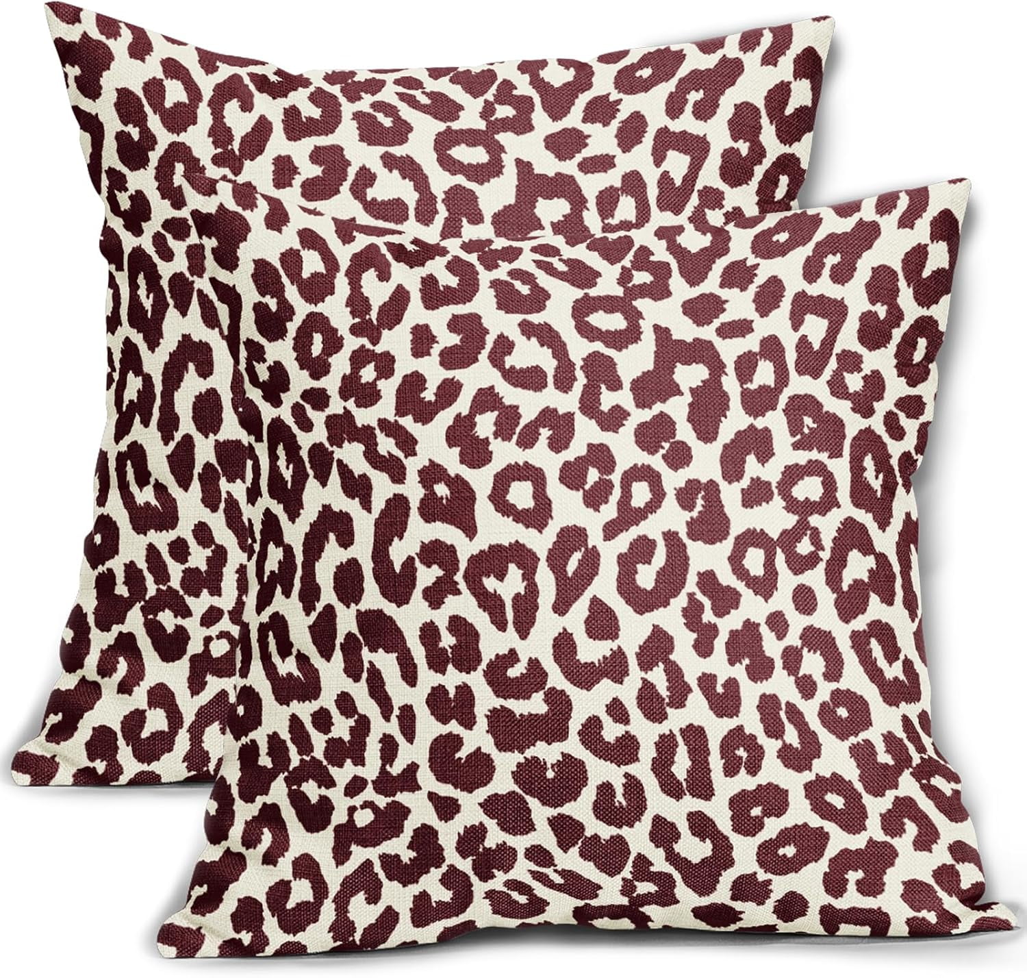 Burgundy Leopard Print Pillow Covers 20x20 Set of 2 Cheetah Animal ...