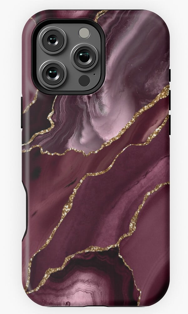 Burgundy Maroon Geode Agate Phone Case for iPhone 16 15 14 13 12 11 Pro ...