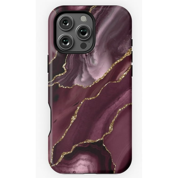 Burgundy Maroon Geode Agate Phone Case for iPhone 16 15 14 13 12 11 Pro ...