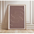 Burgundy Maze Minimal Geometric Abstract Line Art Wall Decor Unframed ...