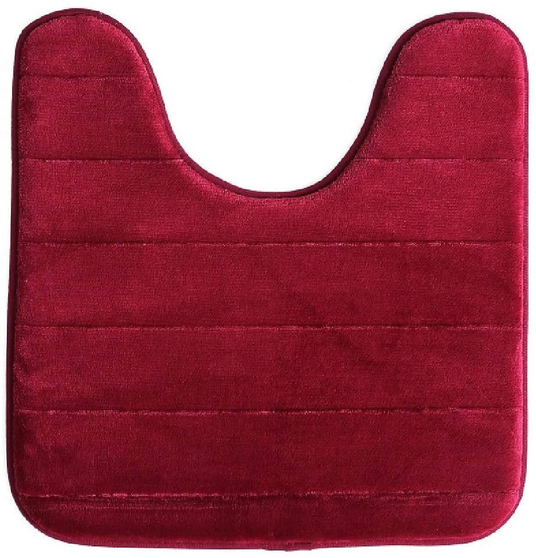 WPM Soft & Plush Red Stripes Memory Foam Bath Rug, 20" x 24", Machine ...