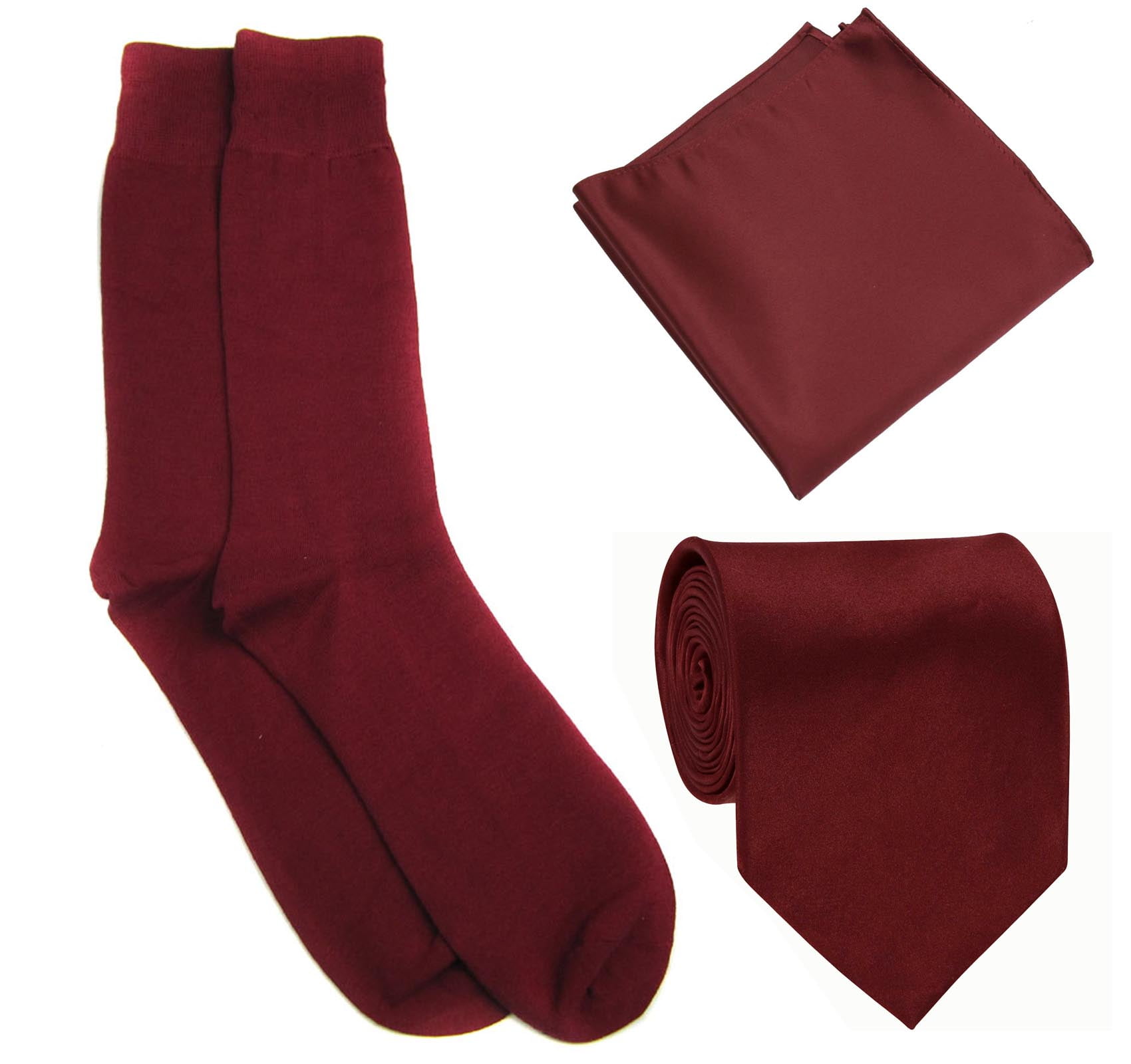 Burgundy Mens Tie Sock and Hanky Set - Walmart.com