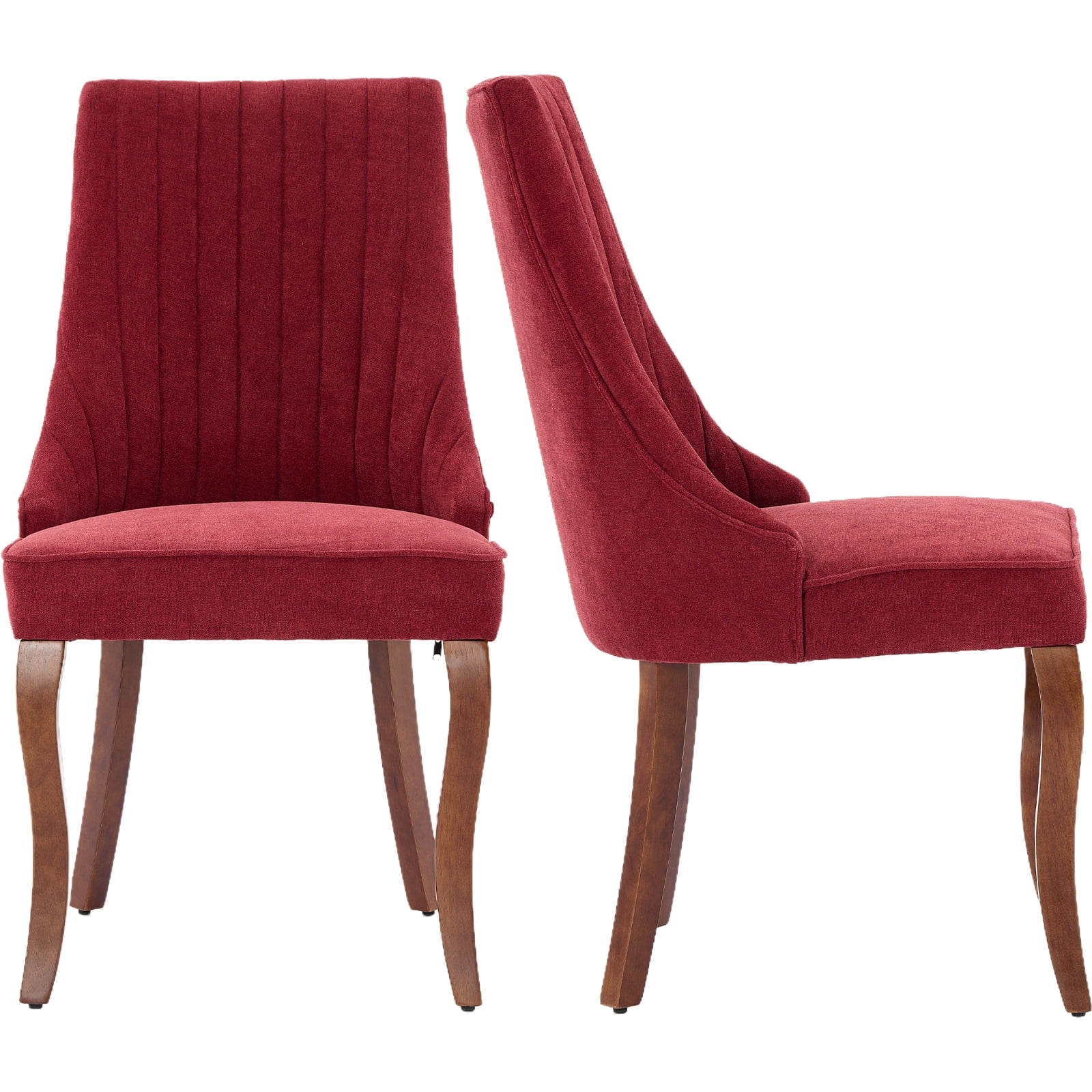 Burgundy Mid Century Dining Chairs Set of 2, Modern Kitchen & Dining ...