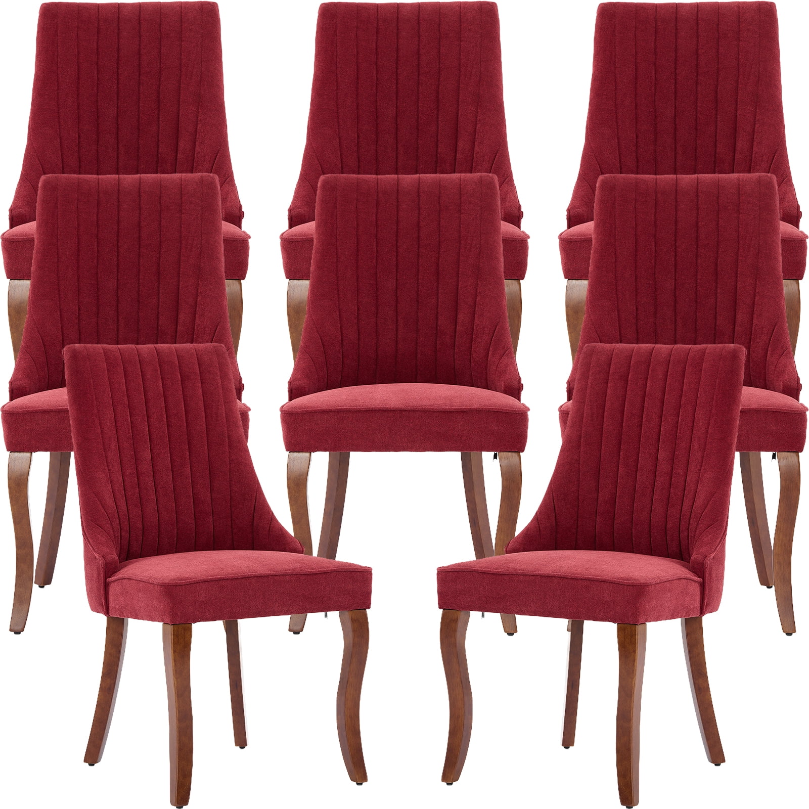Burgundy Mid Century Dining Chairs Set of 8, Modern Kitchen & Dining ...