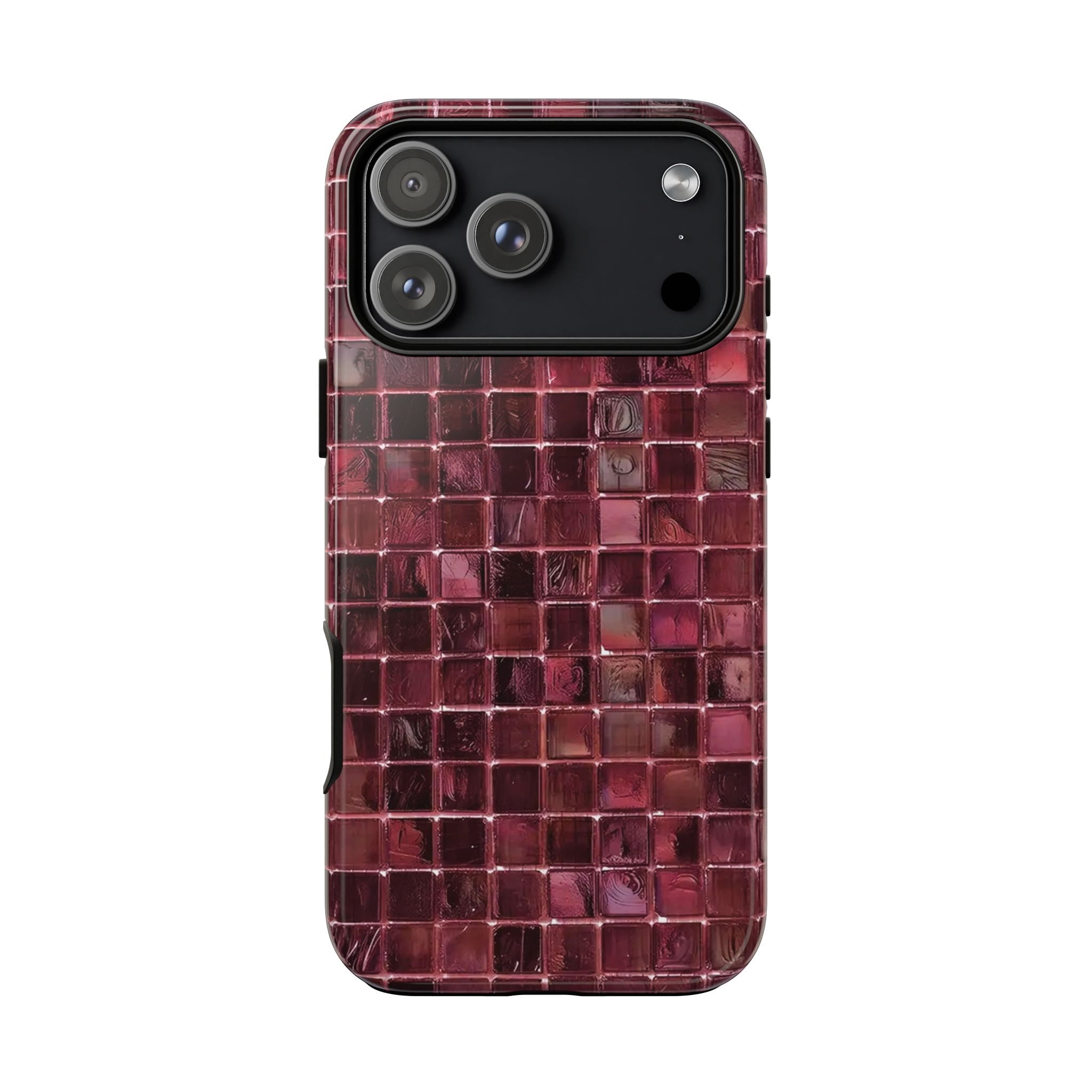 Burgundy Mosaic Tile Tough Phone Case for iPhone Models, Glossy ...