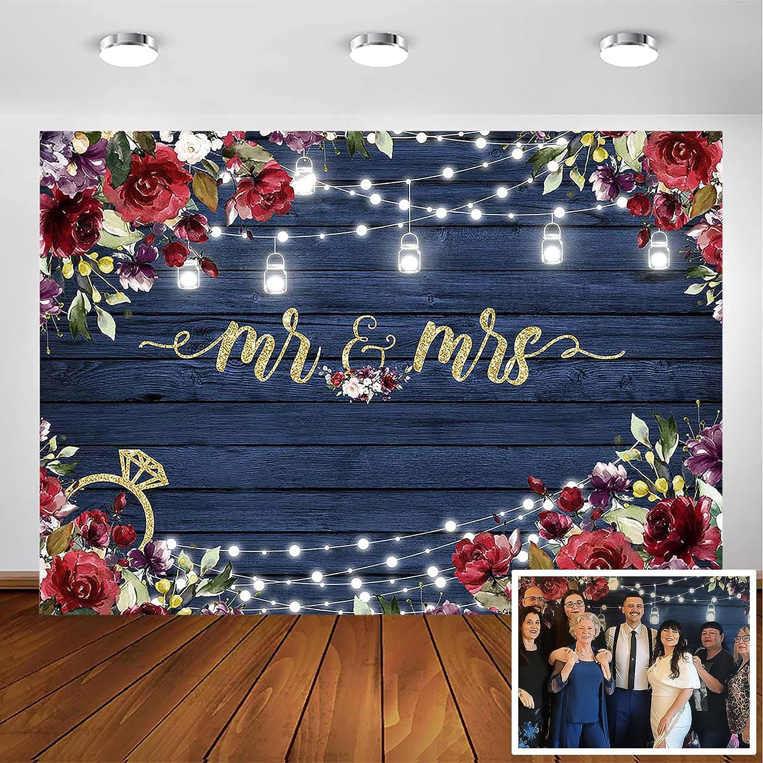 Burgundy Mr & Mrs Backdrop for Wedding Shower Decorations Engagement ...