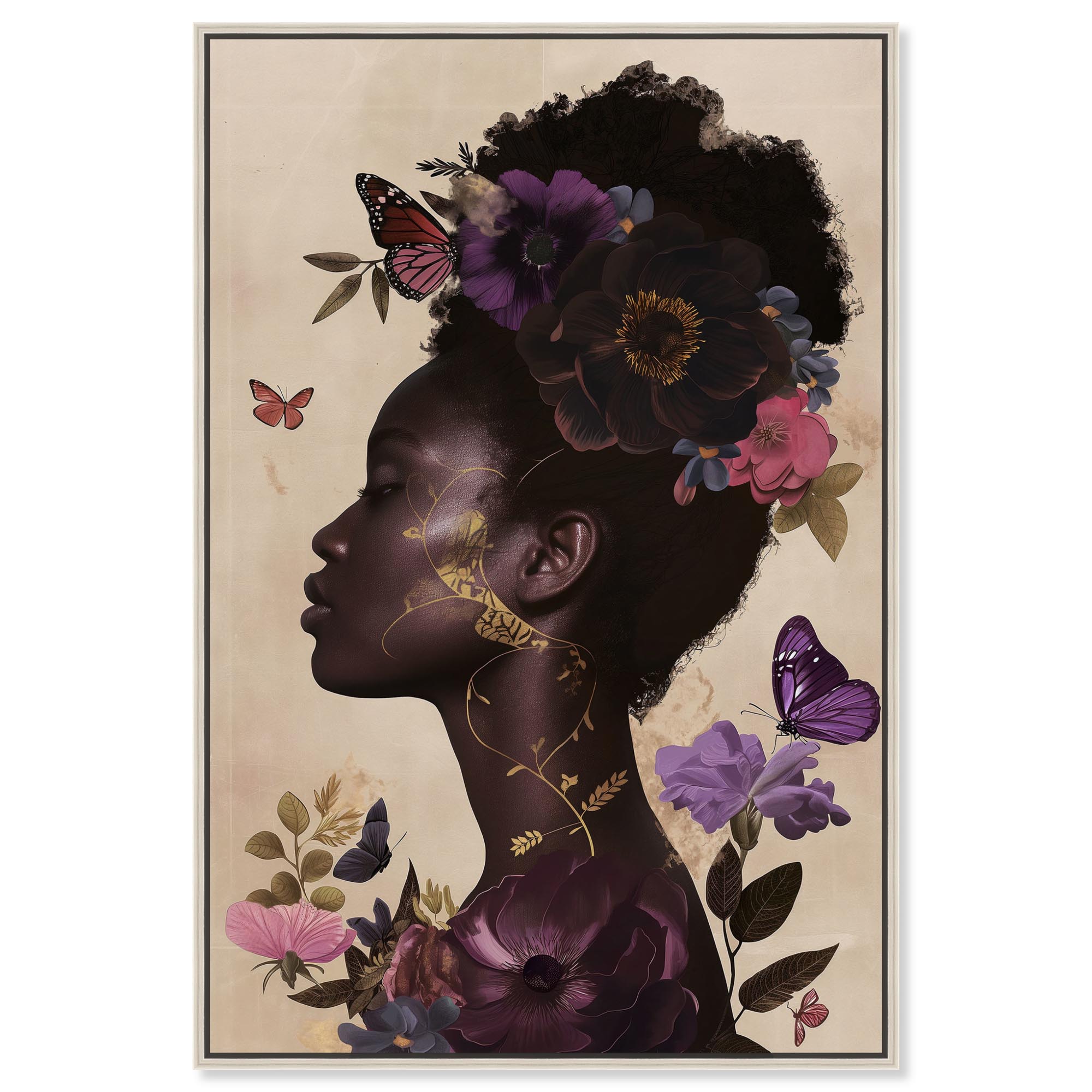 Burgundy Nectar Canvas Chic Floral Art by Art Remedy, Silver Frame, 10 ...
