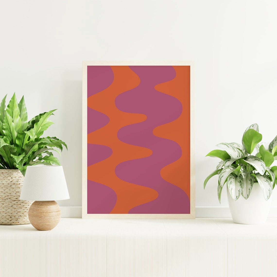 Burgundy Orange Abstract Poster Trendy Pink Autumn Retro Art Cute Wall ...