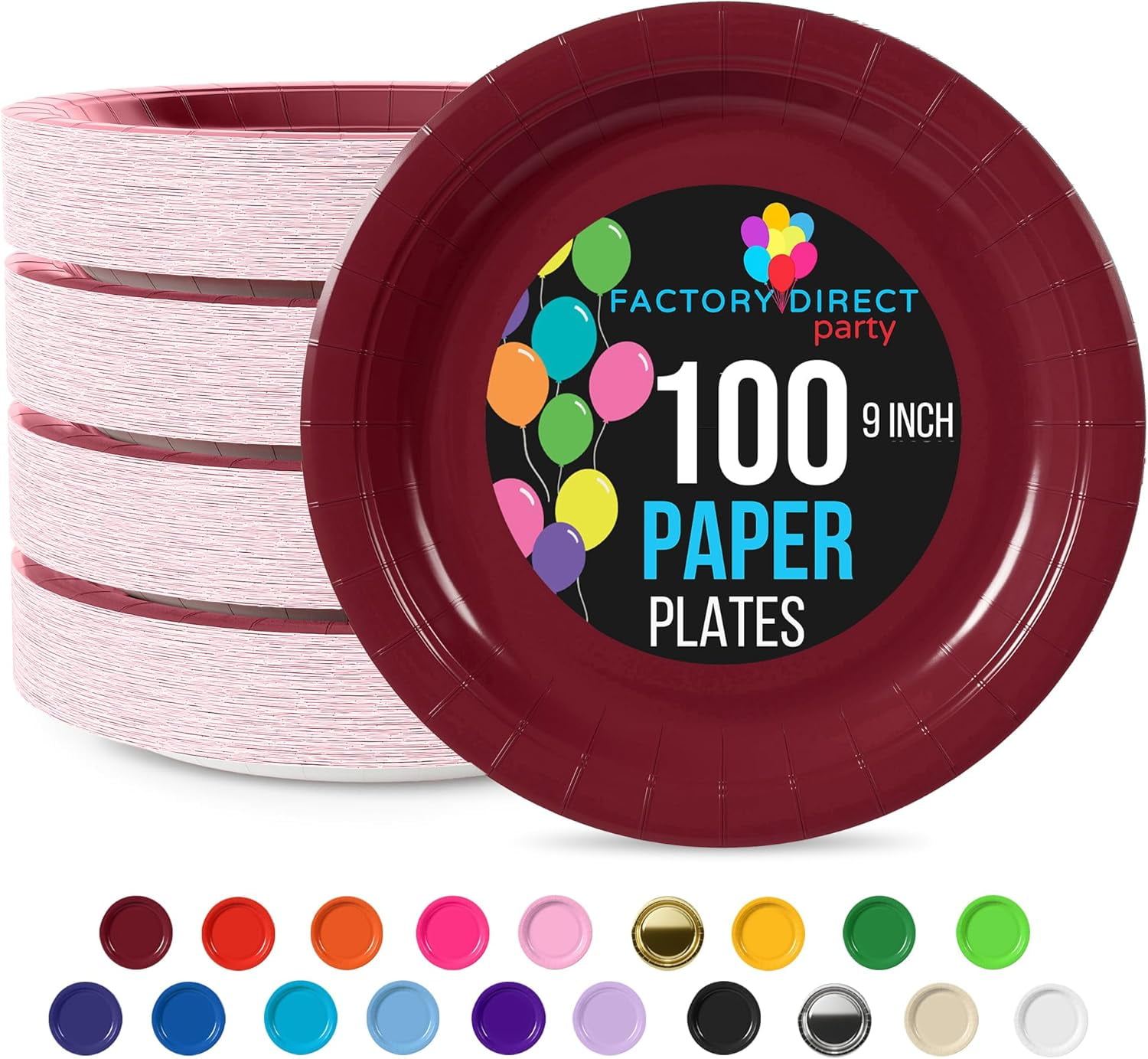 Burgundy Paper Plates Disposable Heavy Duty 9 Inch Burgundy Disposable ...