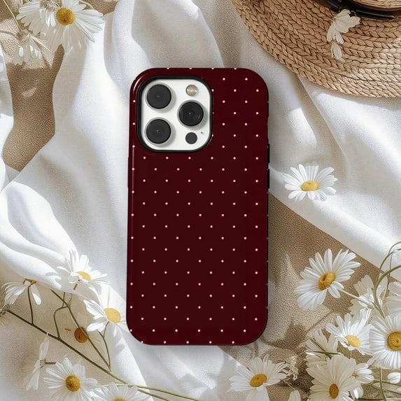 Burgundy Polka Dot Chic Minimalist Fall Phone Case 17 16 15 14 13 12 11 ...