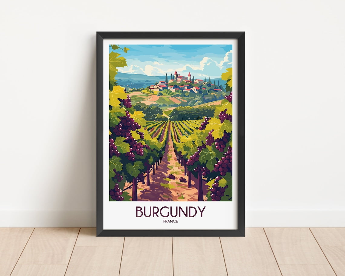 Burgundy Poster France Vintage Vineyard Scenic Art Print, Unframed ...