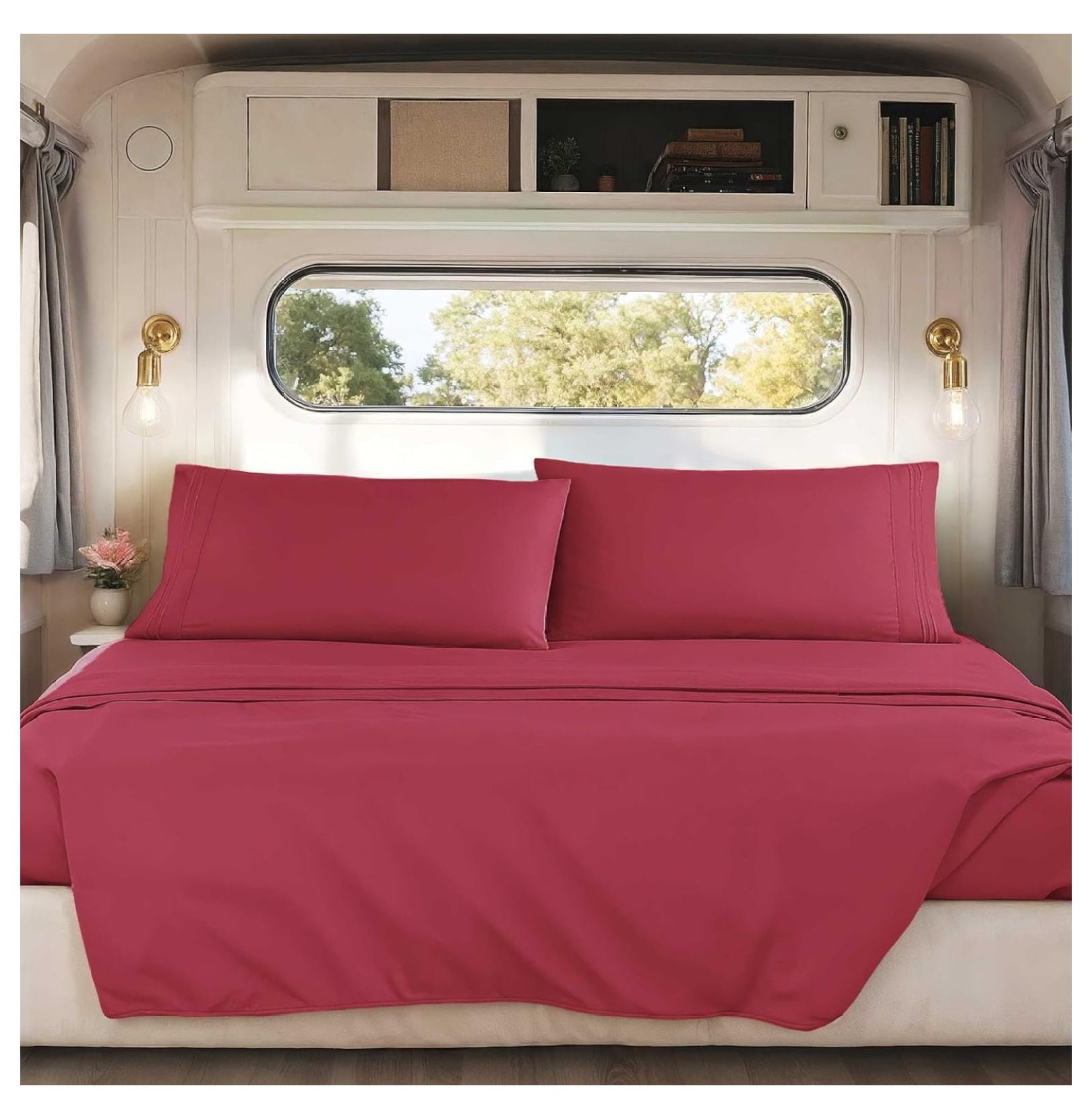 Burgundy RV Queen Sheets – Super Soft RV Short Queen Sheets for RV ...