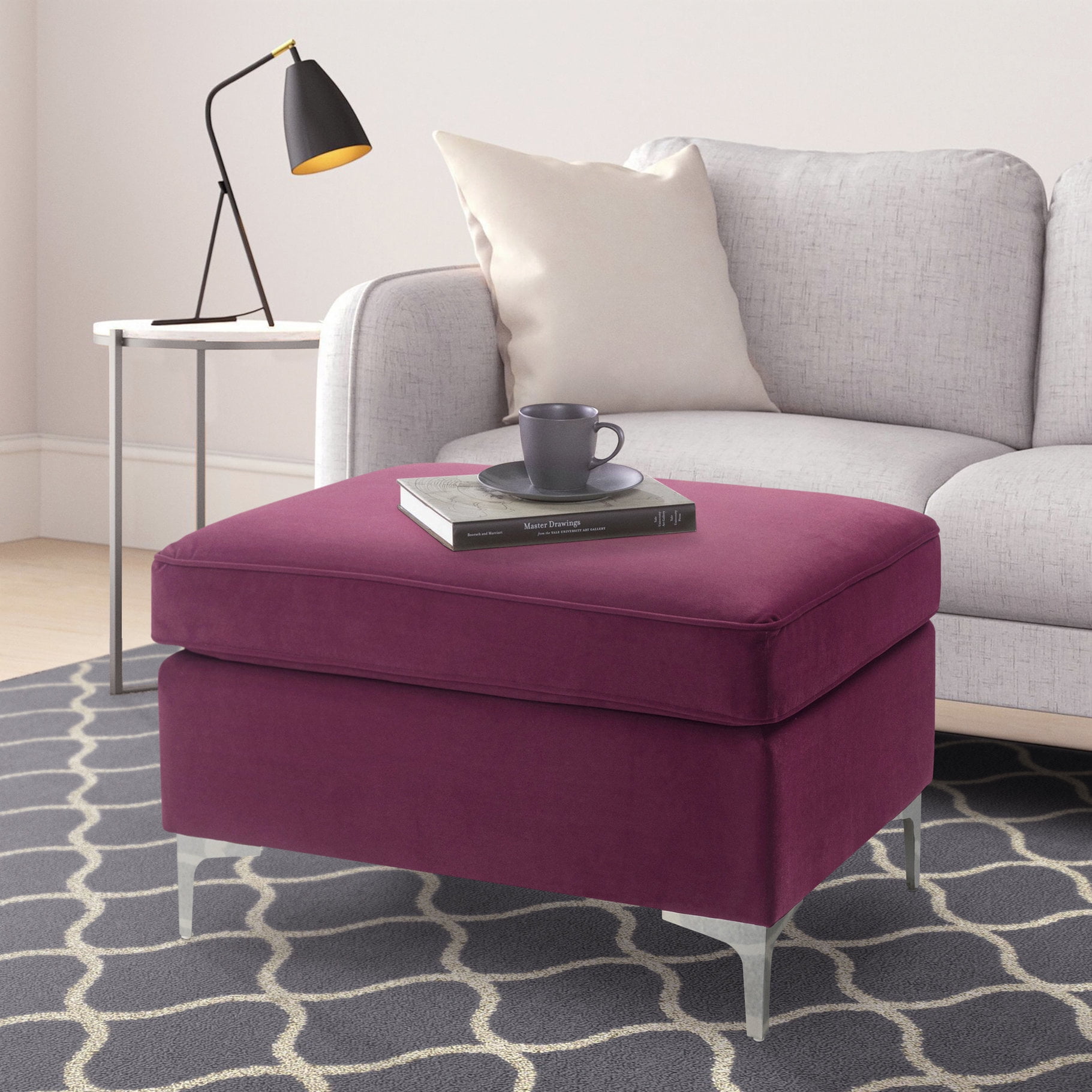Burgundy Rectangle Ottoman | Comfort - boosting Seating in Living Space ...