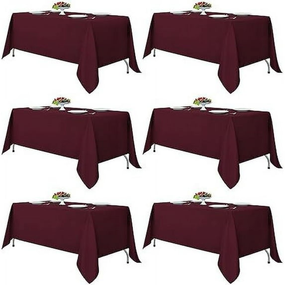 Burgundy Rectangle Tablecloths for 6 Foot Tables, 6 Pack - 70 x 108 ...