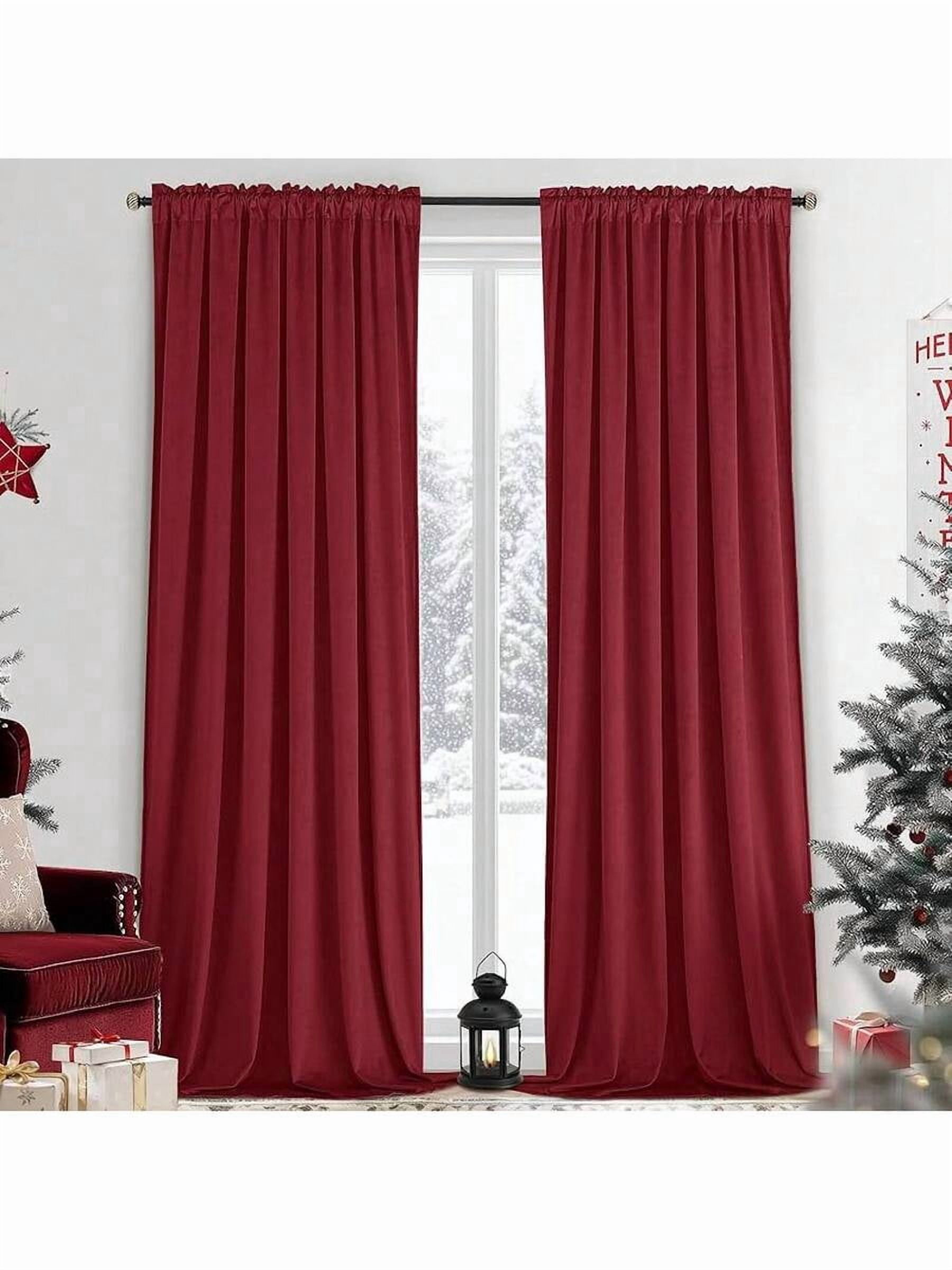Burgundy Red 84 Inch 2 Panels Room Darkening Curtains, Thermal ...